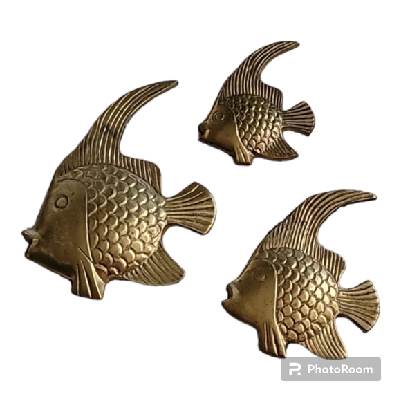 None | Accents | Angel Fish Decor 3 Brass Hanging Rings Vintage Set ...